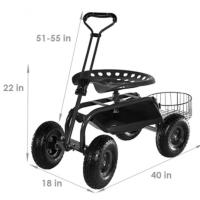 China Double Popular Practical Four Wheel Garden Seat Cart Outdoor for sale
