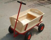 China Pneumatic Wheel Pull Wagon Cart Beach Garden Yard Childs Wooden Wagon for sale