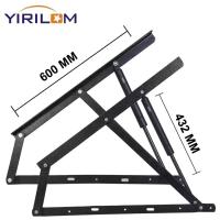 China Customized 600mm Bed Lift Mechanism with Gas Spring Strut Support Hinge for 50000 Lift Test Cycles for sale