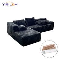 China Super Deep L-Shape Modular Couch with Convertible Chaise and Corduroy Fabric in Vacuum Compressed Roll for sale