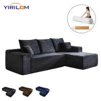 China Super Deep L-Shape Modular Couch with Convertible Chaise and Corduroy Fabric in Vacuum Compressed Roll for sale