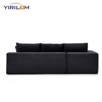 China Modern L-Shape Sectional Sofa with Corduroy Fabric Vacuum Compressed for Easy Transport and Customizable Size for sale
