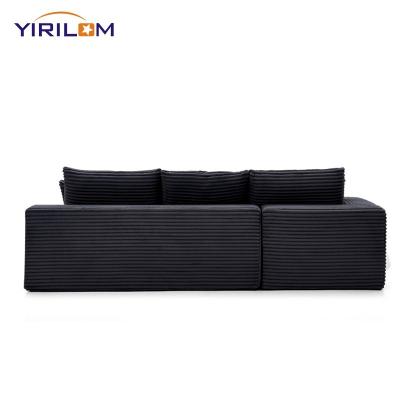 China Modern L-Shape Sectional Sofa with Corduroy Fabric Vacuum Compressed for Easy Transport and Customizable Size for sale