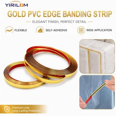 China Gold PVC Edge Banding Strip with Matte Metallic Finish 13mm Width 2.8mm Height for Furniture Edge Trim for sale