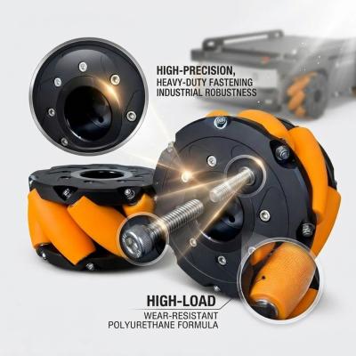 China Industrial AGV Mecanum Wheel 6 Inch 600kg PU Roller for Warehouse Logistics for sale