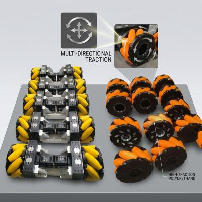 China Lightweight Precision Mecanum Wheel 4 Inch 100mm 150kg Aluminum Alloy Robot Wheel 45 Degree for sale