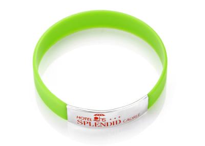 China Custom Silicone Rubber Wristbands With Metal Button Imprinted Logo for sale