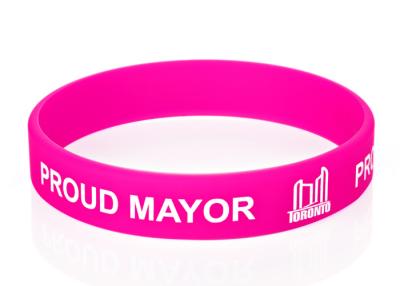 China Text Silk Screen Imprinted Promotional Custom Silicone Rubber Wristbands for sale