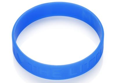 China Dark Blue Solid Color Event Debossed Custom Silicone Rubber Wristbands for sale