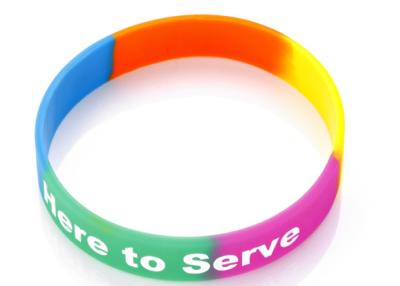 China Multi Color Segmented Colorfull Ink Filled Custom Silicone Rubber Wristbands for sale