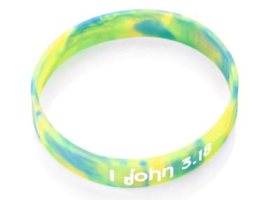 China Camouflage Engraved And Color Filled Custom Silicone Rubber Wristbands for sale