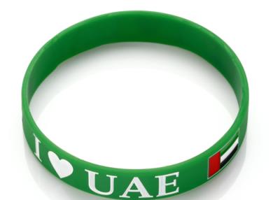 China Logo And Text Silk Screen Imprinted Custom Silicone Rubber Wristbands for sale