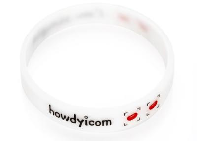 China White Slogan Color Filled Lovers 2.5mm Custom Silicone Rubber Wristbands for sale
