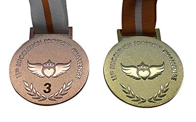 China Raised Logo Metal Award Medals Exquisitely Designed With Printed Lanyard for sale