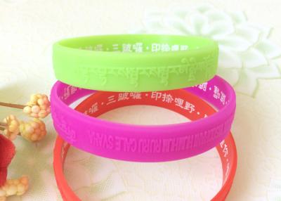 China Embossed Logo Low Relief Buddhism Relief Solid Custom Silicone Wristbands for sale