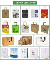 China Christmas Gift Packaging Kraft Paper Bag with Flexiloop Handle and Custom Logo Design for sale