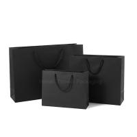 China Custom Matte Black Paper Bags with Logo for Boutique Retail 30x20x10cm for sale