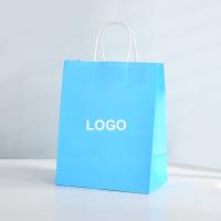 China Customized White Paper Bags with Black Handle 32x22x10cm for Grocery Store for sale