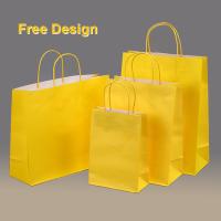 China 200G Kraft Paper Square Bottom Gift Bags with Handles Custom Size Brown Food Bags for sale
