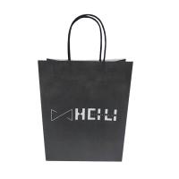China Custom Kraft Paper Gift Bag with Gold Foil Pink Finish Reusable 30x20cm for sale