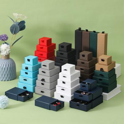 China Wholesale Custom Paper Jewelry Boxes 5x5x3.5cm Kraft Storage Organizer for Necklace Earrings for sale