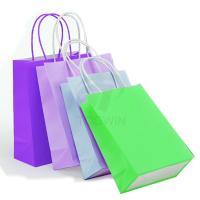 China Custom Kraft Paper Shopping Bags with Twisted String Handles Offset Printing 300gsm for sale