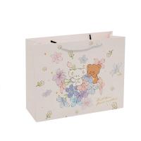 China Custom Purple Medium Glossy Lamination Three-Strand Rope Gift Paper Bag 300gsm Kraft for sale