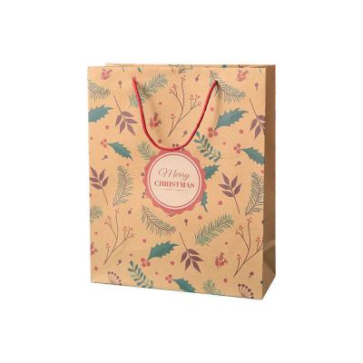 China Custom Eco Friendly Kraft Paper Christmas Gift Bags 14x10x15 7.5 Inches with Logo Lamination for sale
