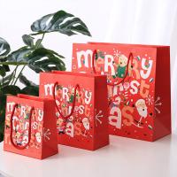 China Custom Eco Friendly Kraft Paper Christmas Gift Bags 14x10x15 7.5 Inches with Logo Lamination for sale