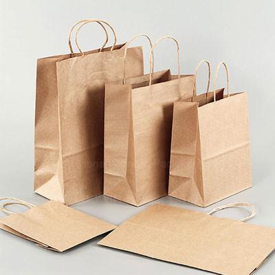 China Custom Logo Recycled Kraft Paper Bag for Food Packaging 300gsm 25x15x8cm for sale