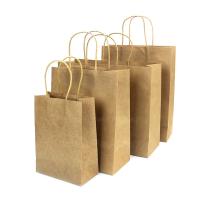 China Custom Logo Recycled Kraft Paper Bag for Food Packaging 300gsm 25x15x8cm for sale