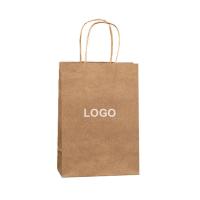 China Custom Logo Recycled Kraft Paper Bag for Food Packaging 300gsm 25x15x8cm for sale