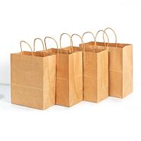 China Custom Logo Recycled Kraft Paper Bag for Food Packaging 300gsm 25x15x8cm for sale