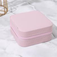 China Custom Mini PU Leather Jewelry Box Travel Portable Square Organizer for Gifts 10x10x5cm for sale