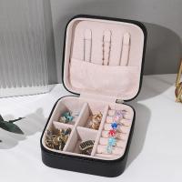 China Custom Mini PU Leather Jewelry Box Travel Portable Square Organizer for Gifts 10x10x5cm for sale