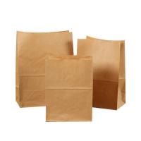China Square Bottom Brown Kraft Paper Bags for Fruits Vegetables Grocery Custom Logo 300gsm for sale