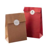 China Square Bottom Brown Kraft Paper Bags for Fruits Vegetables Grocery Custom Logo 300gsm for sale