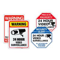 China Outdoor Video Surveillance Security Signs 10x10 Inch Aluminum Reflective Yard Sign with Pole for sale