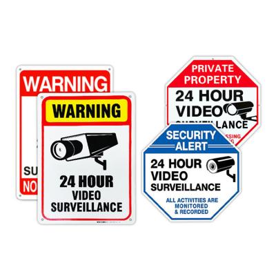China Outdoor Video Surveillance Security Signs 10x10 Inch Aluminum Reflective Yard Sign with Pole for sale