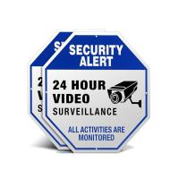 China Custom Dark Blue CCTV Sign Stickers 1mm Thick Aluminum Yard Signs 30x30cm for sale