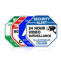 China Custom Aluminum CCTV Sign 24 Hour Surveillance with Sunscreen Protection 30x30cm for sale