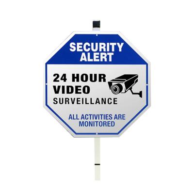 China Customized Toowin Protected by Home Security System Yard Sign Brown with Aluminum Pole 35.5cm for sale