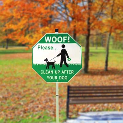 China Custom Aluminum Yard Sign Clean Up After Your Dog Home Security Sign 30x30cm with Pole for sale