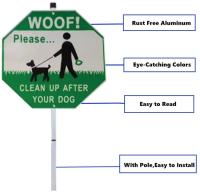 China Custom Aluminum Yard Sign Clean Up After Your Dog Home Security Sign 30x30cm with Pole for sale