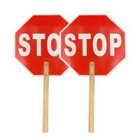 China Custom Aluminum 3M Reflective Handheld Stop and Slow Signs for Roadway Warning 25x25cm for sale
