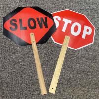 China Custom Aluminum 3M Reflective Handheld Stop and Slow Signs for Roadway Warning 25x25cm for sale
