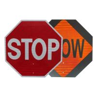 China Custom Aluminum 3M Reflective Handheld Stop and Slow Signs for Roadway Warning 25x25cm for sale