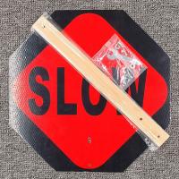 China Custom Aluminum 3M Reflective Handheld Stop and Slow Signs for Roadway Warning 25x25cm for sale