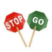 China Custom Aluminum 3M Reflective Handheld Stop and Slow Signs for Roadway Warning 25x25cm for sale
