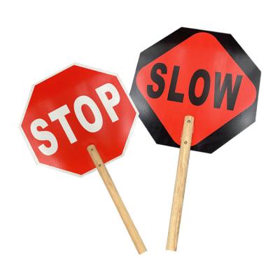 China Double Side Reflective Stop Slow Sign Aluminum Alloy Pole 30x30cm 5-7 Year Life for sale